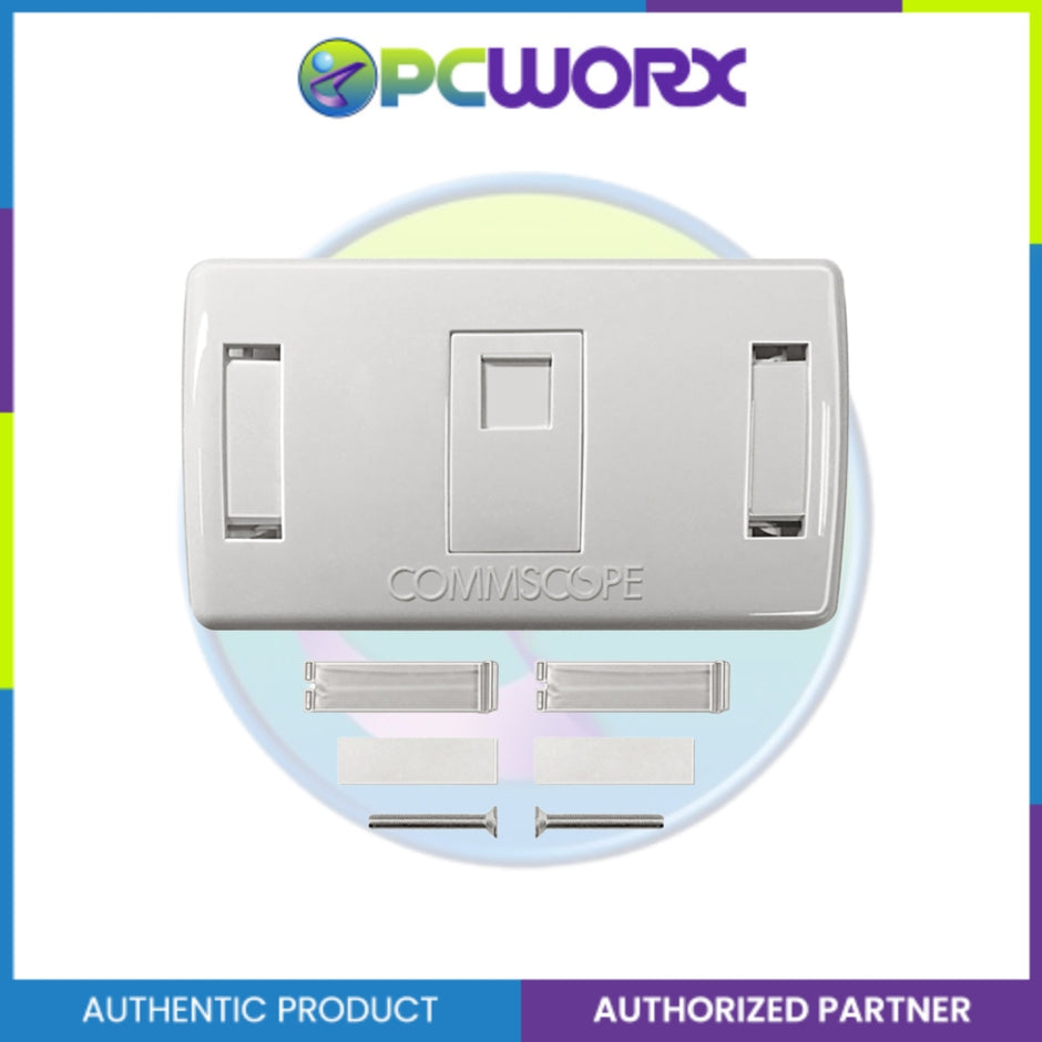 Commscope Simplex Faceplate with shutter White P/N: 2-1427030-1 – PCWORX