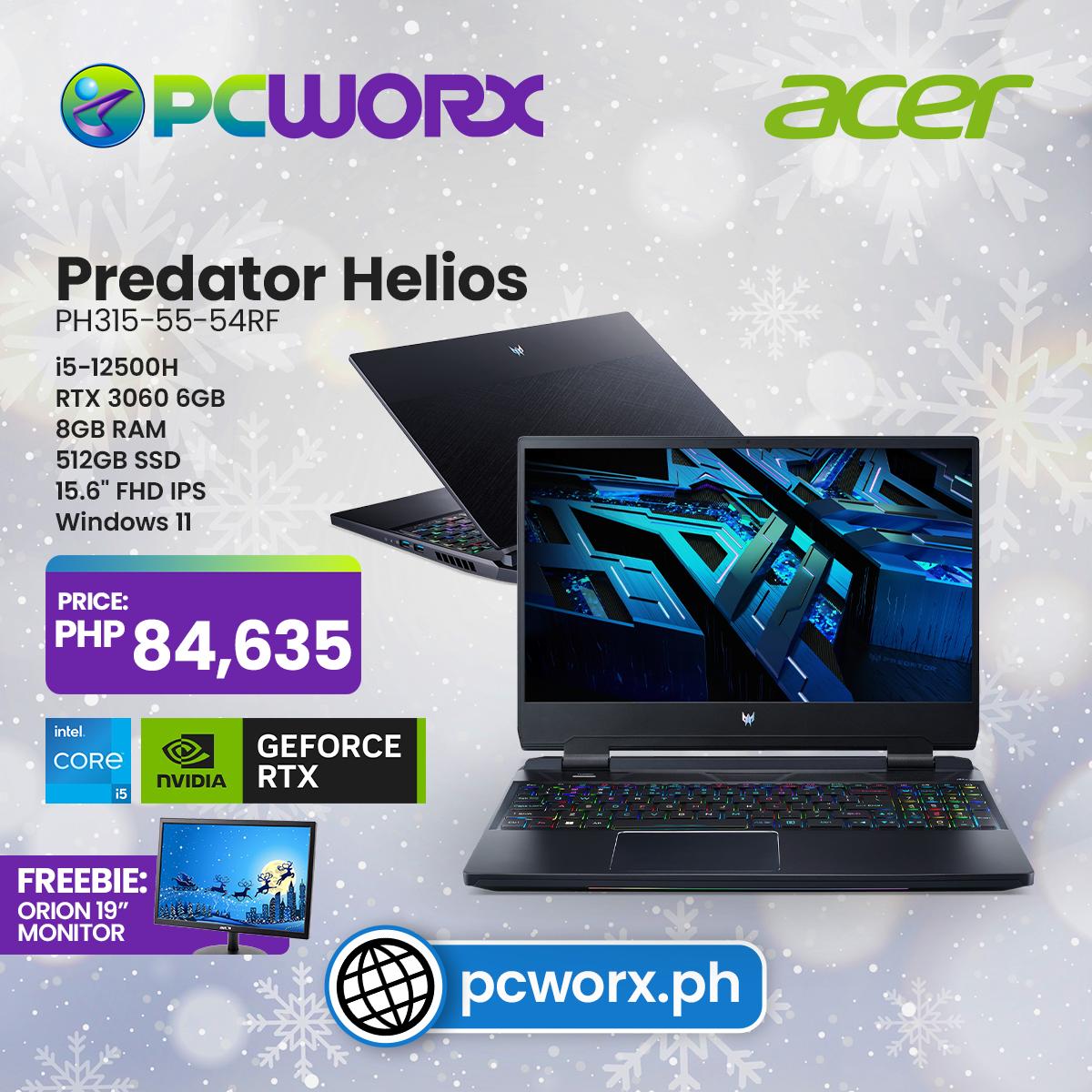 Acer Predator PH315-55-54RF NVIDIA® GeForce RTX™ 3060, 6GB Gaming Lapt ...