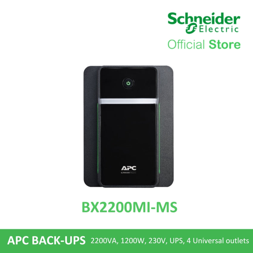 APC BX2200MI-MS Back-UPS 2200VA/1200W, 230V, AVR, Universal Sockets ...