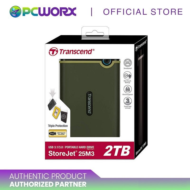 Transcend StoreJet TS2TSJ25M3G 2TB Portable Hard Drive (Military Green ...
