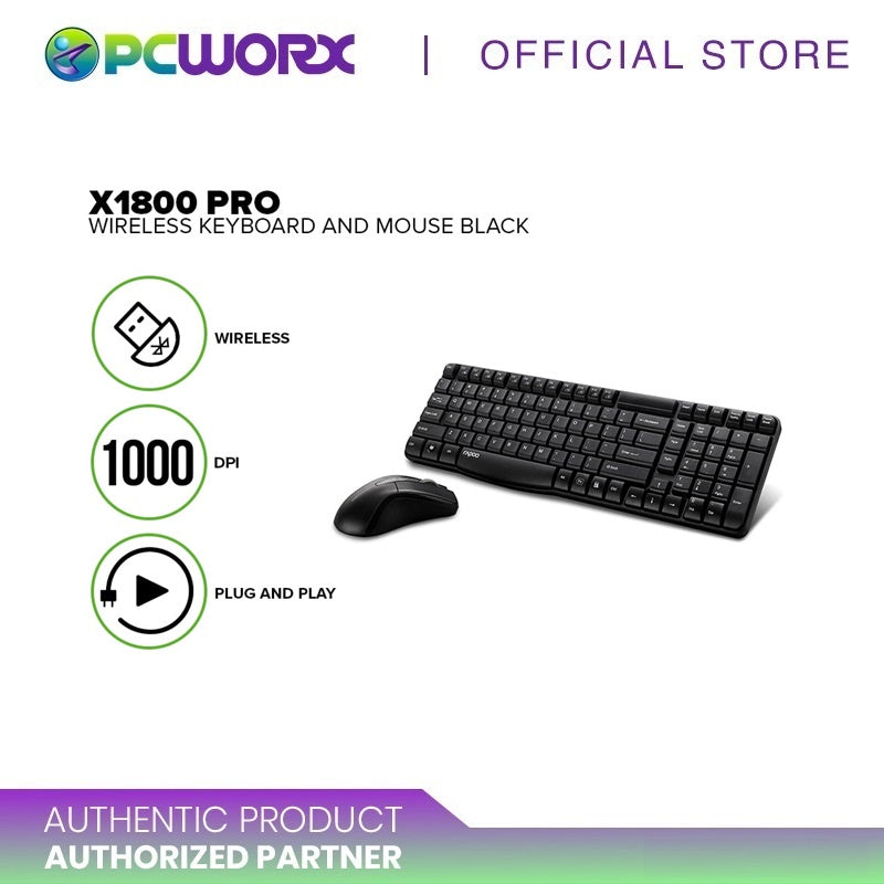 Rapoo X1800 PRO Multimedia 2.4G Wireless Keyboard and Mouse – PCWORX