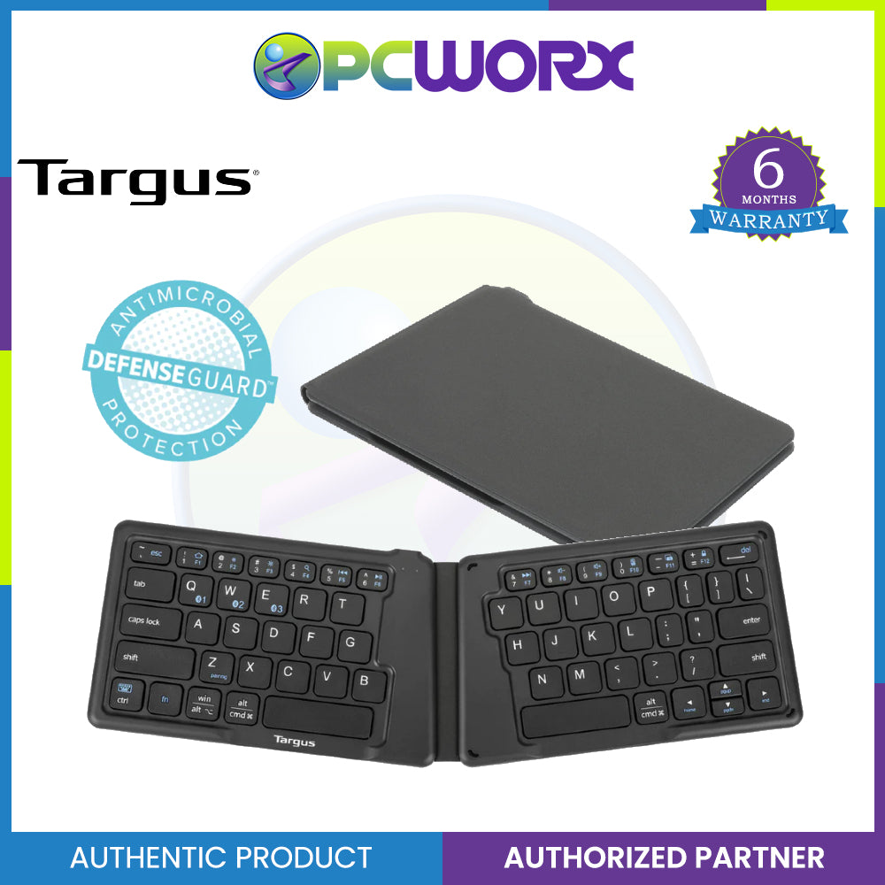 Targus AKF003 Ergonomic Foldable Bluetooth Antimicrobial Wireless Keyb ...
