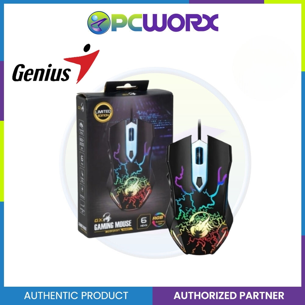 Genius GX-Gaming Scorpion Spear Gaming Mouse with 6 Buttons and Colorf ...