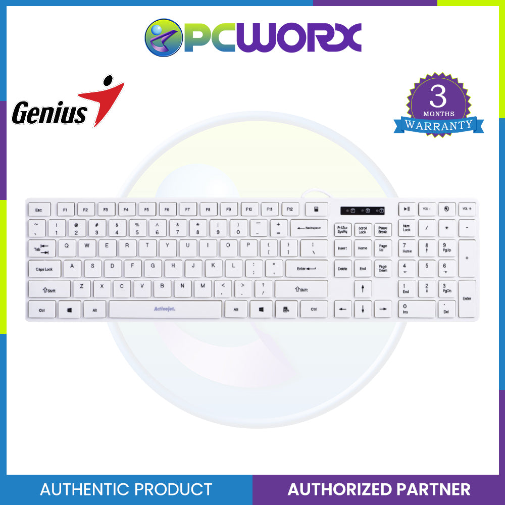 Genius Keyboard Slim Star 126 wired, USB, multimedia, 104 keys, White ...