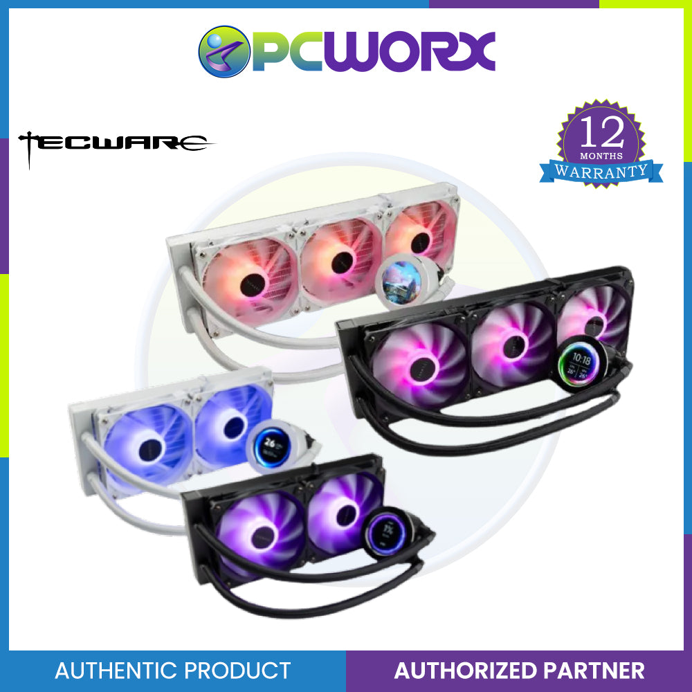 Tecware Eclipse 240/ 360 ARGB LCD AiO CPU Cooler - White/Black — PCWORX
