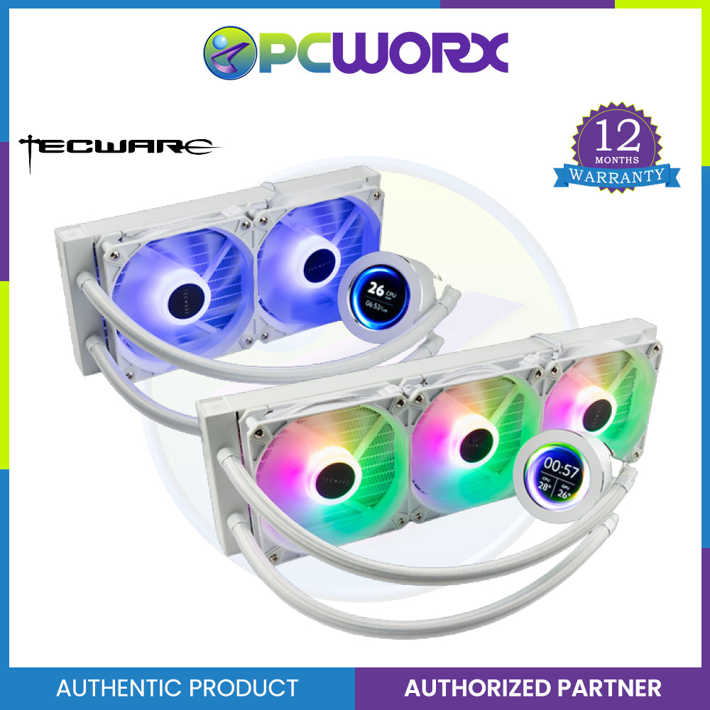 Tecware Eclipse 240/ 360 ARGB LCD AiO CPU Cooler - White/Black – PCWORX