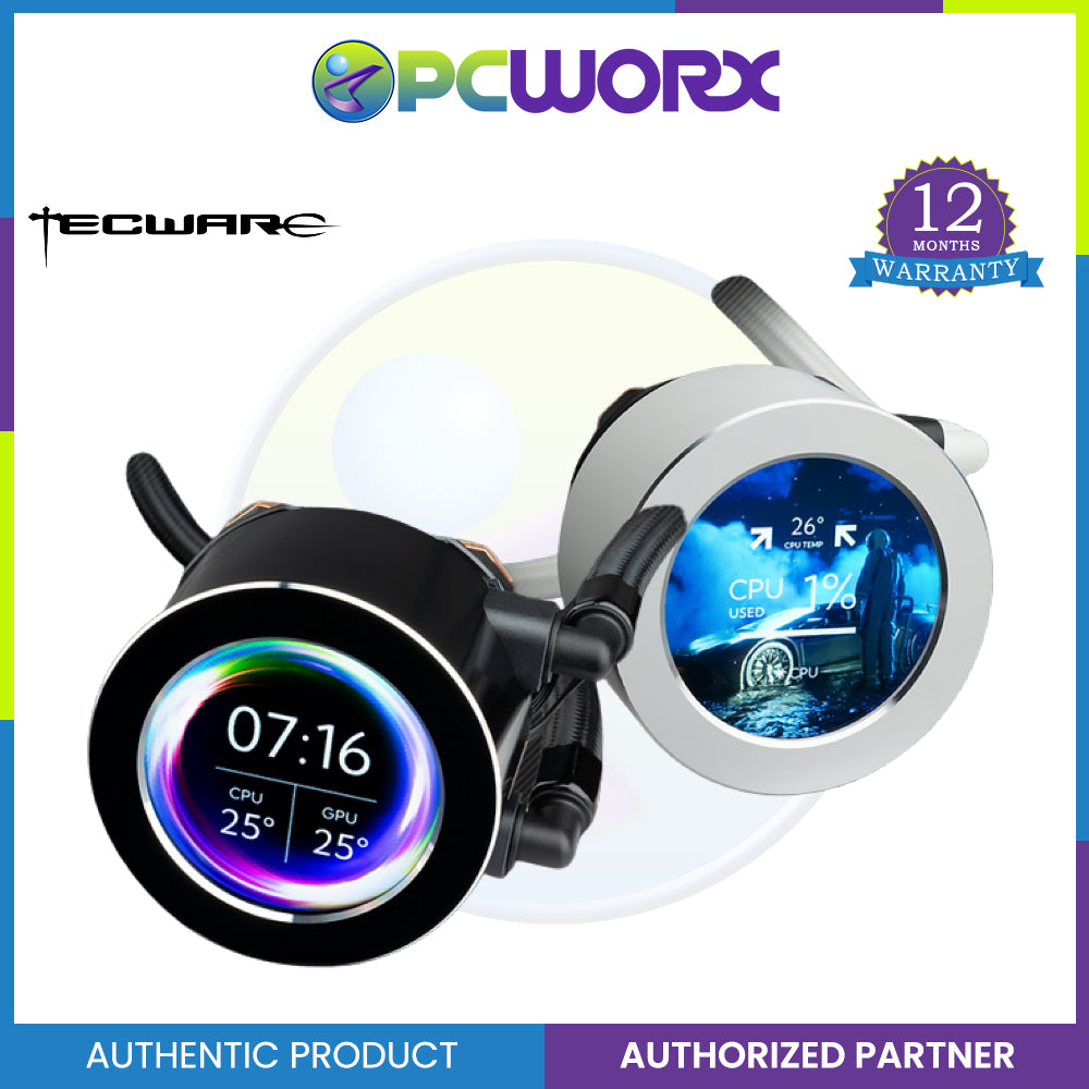Tecware Eclipse 240/ 360 ARGB LCD AiO CPU Cooler - White/Black – PCWORX