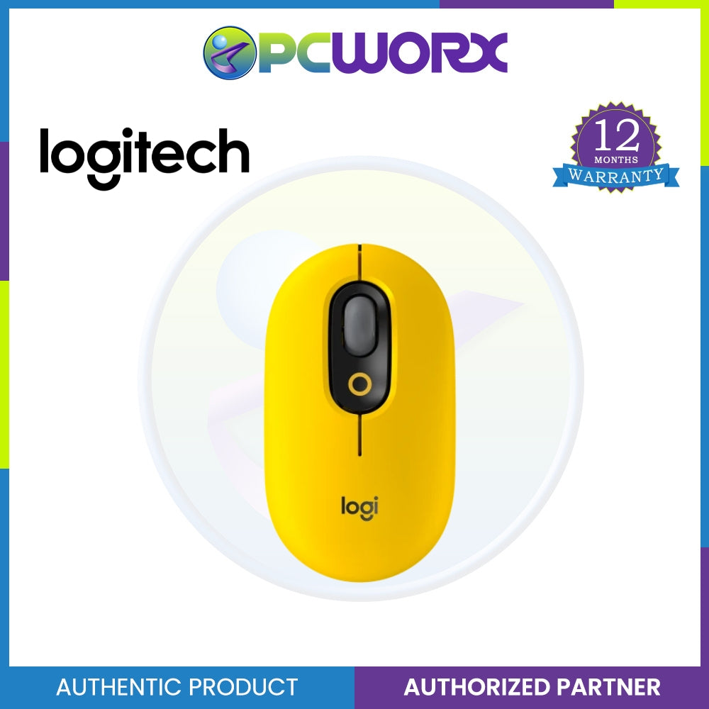 Logitech POP Wireless Mouse with Emoji Button Function Blast Yellow ...